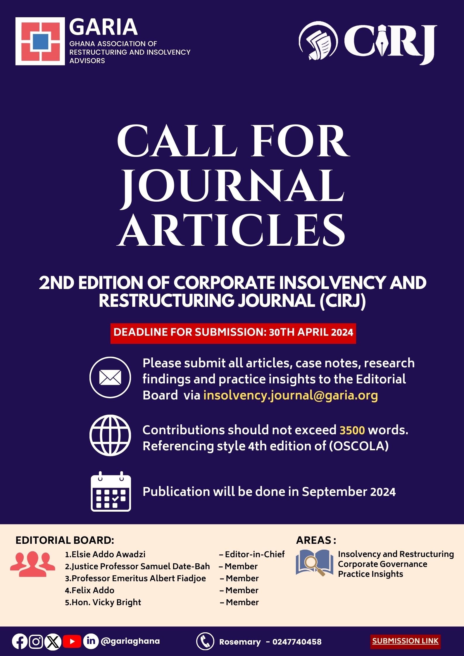 CALL FOR JOURNAL ARTICLES - 2ND EDITION OF CIRJ | GARIA
